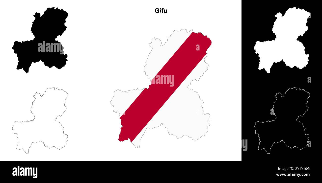 Gifu prefecture outline map set Stock Vector Image & Art - Alamy