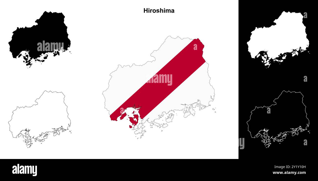 Hiroshima prefecture outline map set Stock Vector Image & Art - Alamy
