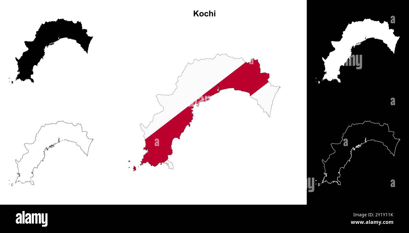 Kochi prefecture outline map set Stock Vector Image & Art - Alamy