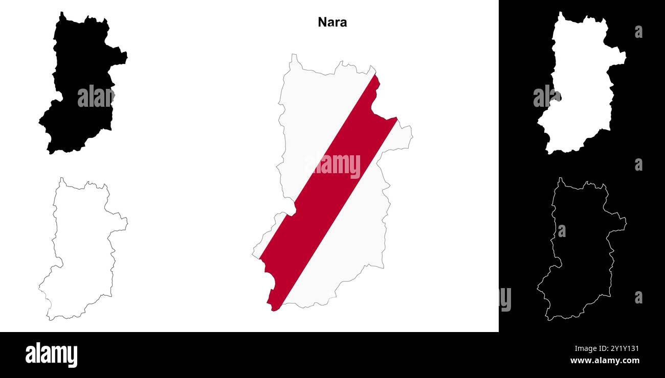 Nara prefecture outline map set Stock Vector Image & Art - Alamy