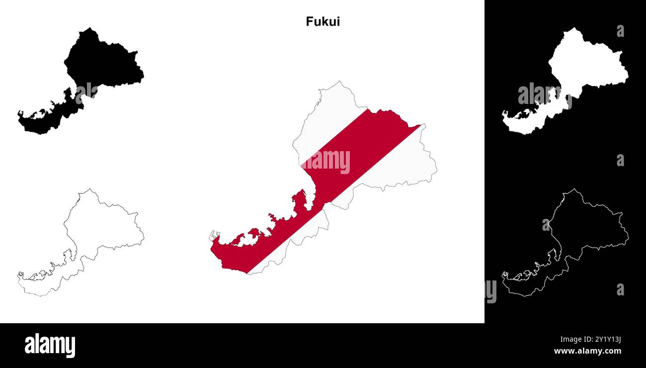 Fukui prefecture outline map set Stock Vector Image & Art - Alamy