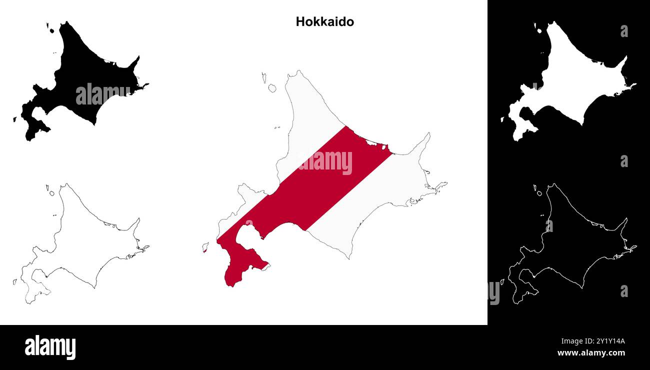 Hokkaido prefecture outline map set Stock Vector Image & Art - Alamy