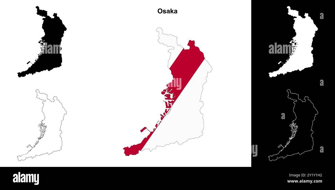 Osaka prefecture outline map set Stock Vector Image & Art - Alamy