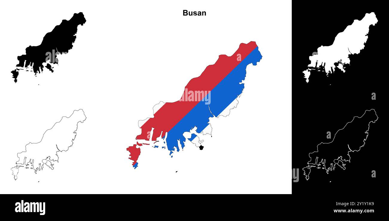 Busan province outline map set Stock Vector Image & Art - Alamy
