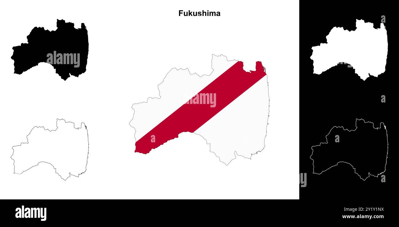 Fukushima prefecture outline map set Stock Vector Image & Art - Alamy