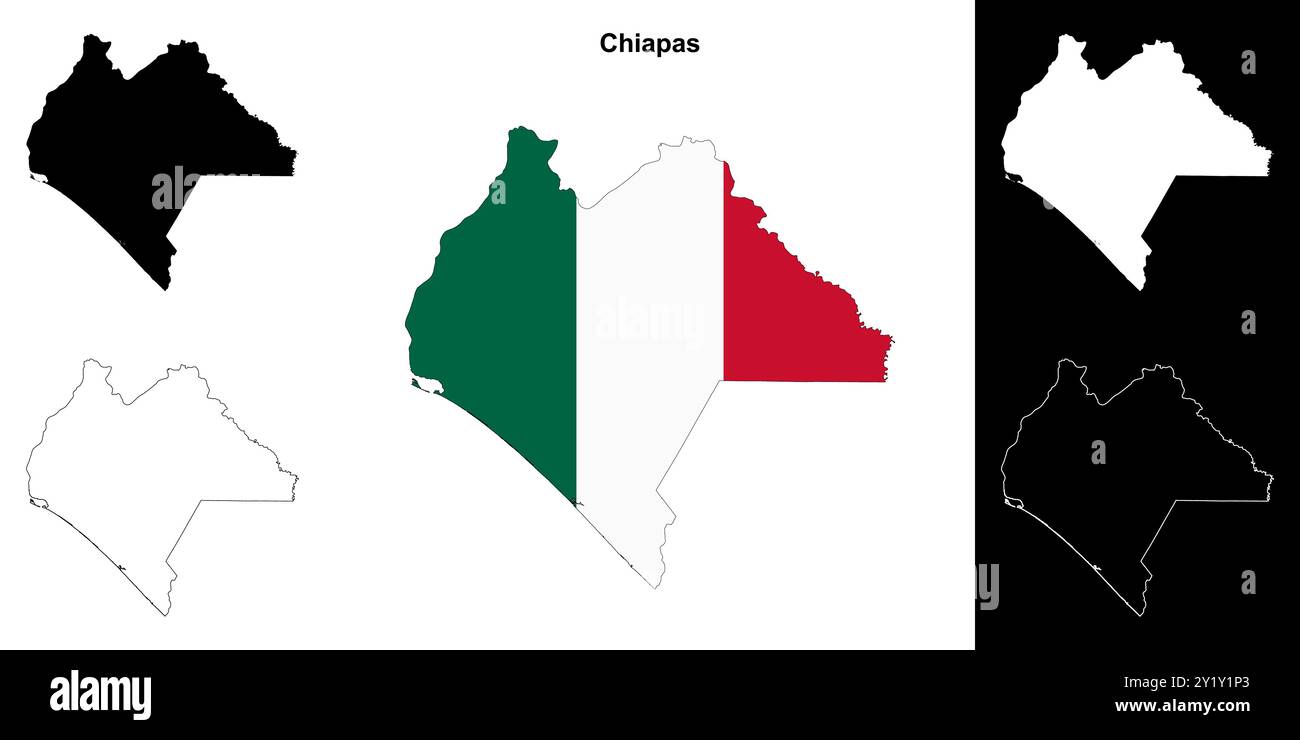 Chiapas state outline map set Stock Vector Image & Art - Alamy