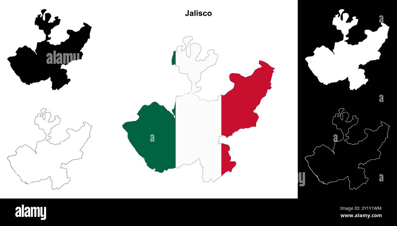 Jalisco state outline map set Stock Vector Image & Art - Alamy