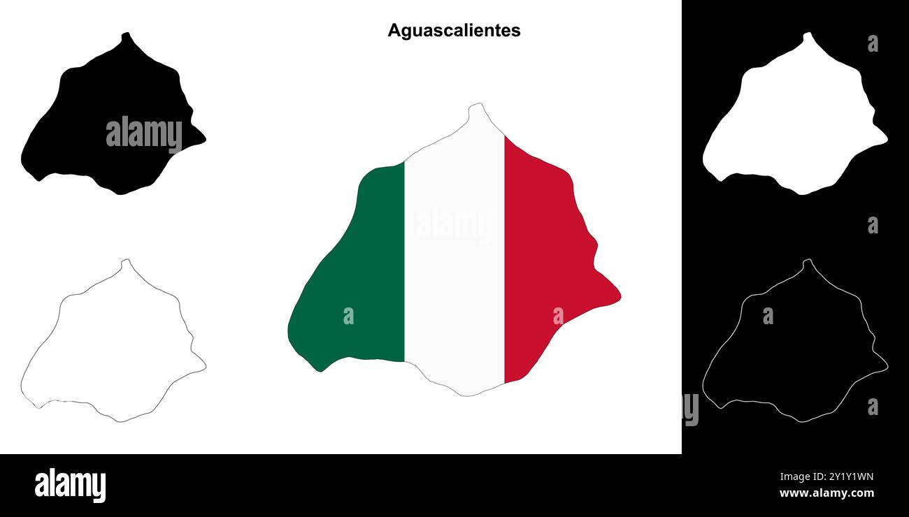Aguascalientes state outline map set Stock Vector Image & Art - Alamy