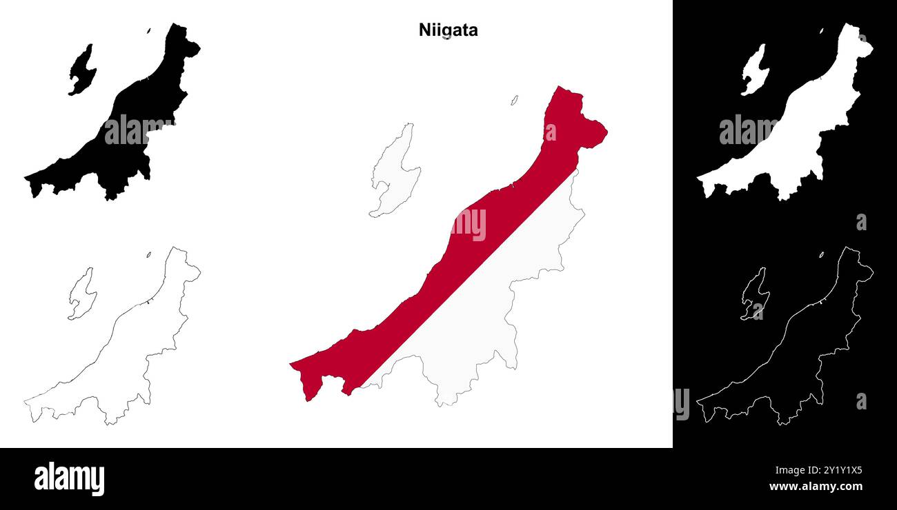 Niigata prefecture outline map set Stock Vector Image & Art - Alamy