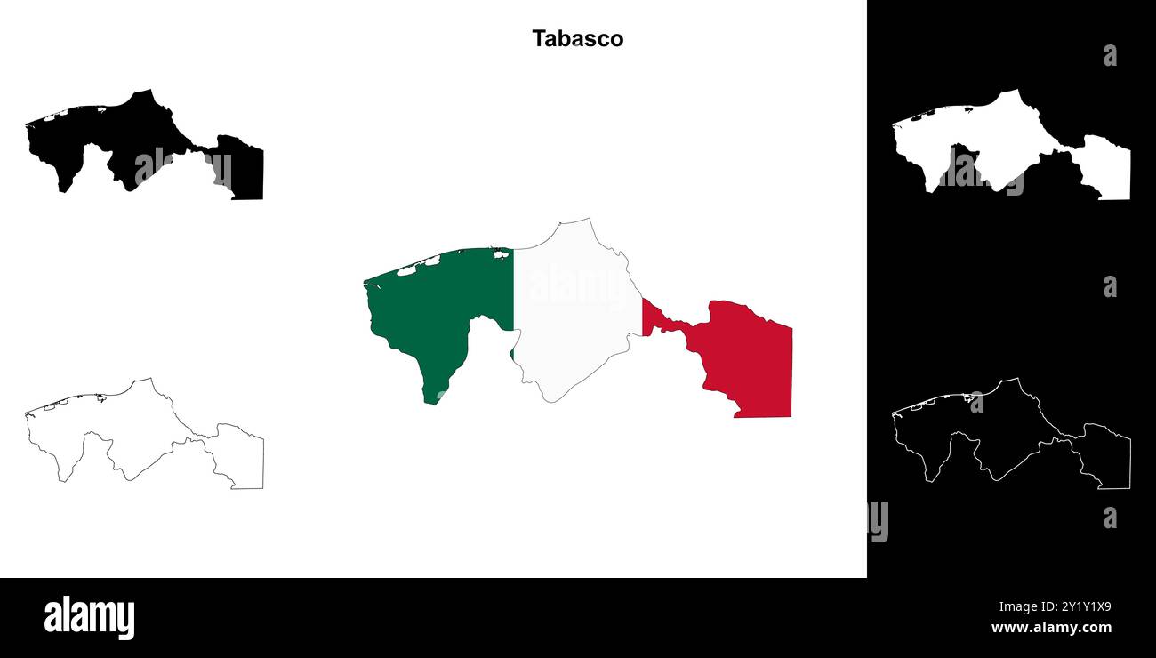 Tabasco state outline map set Stock Vector Image & Art - Alamy