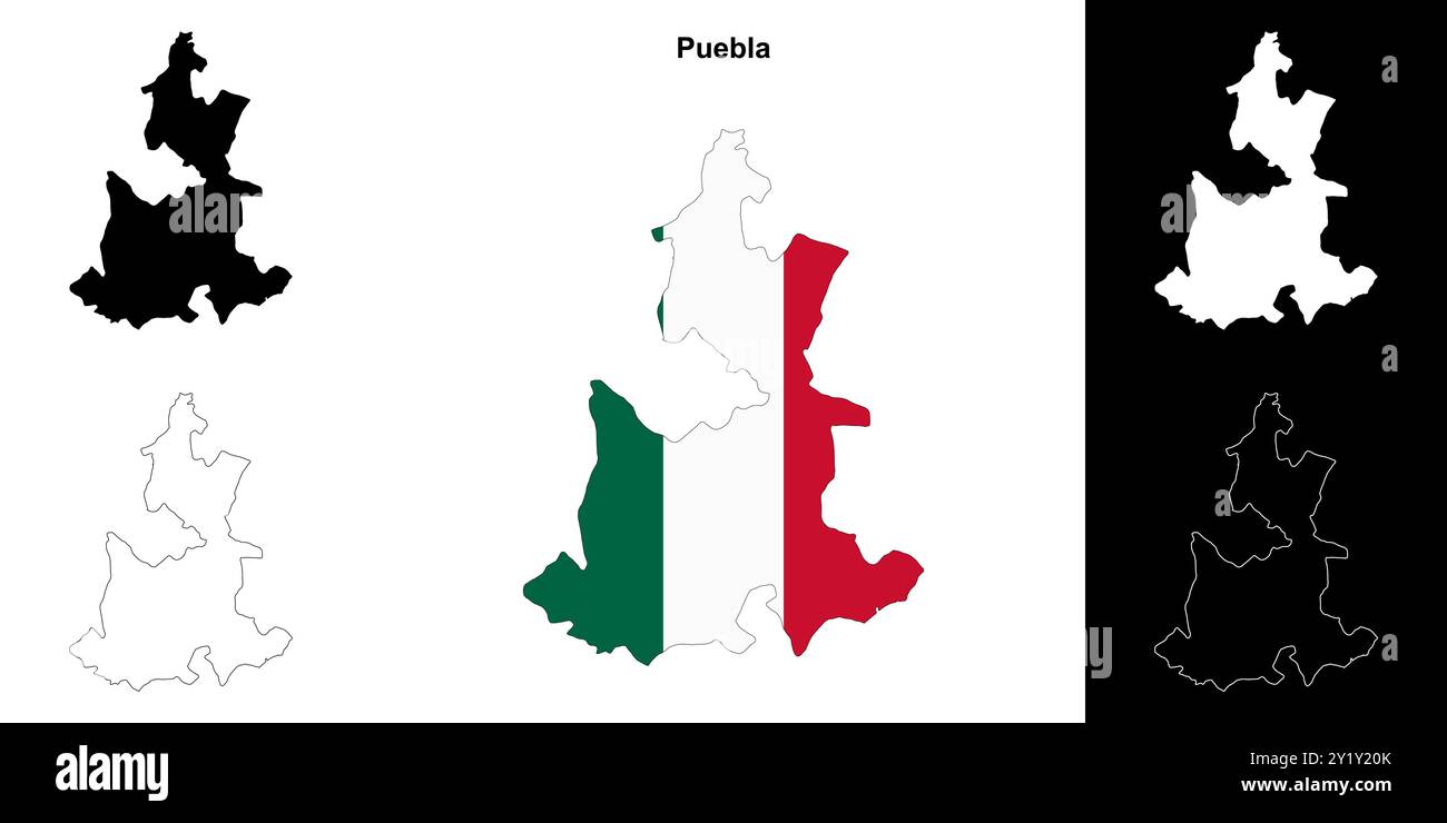 Puebla state outline map set Stock Vector Image & Art - Alamy
