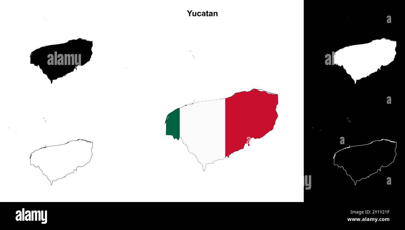 Yucatan state outline map set Stock Vector Image & Art - Alamy