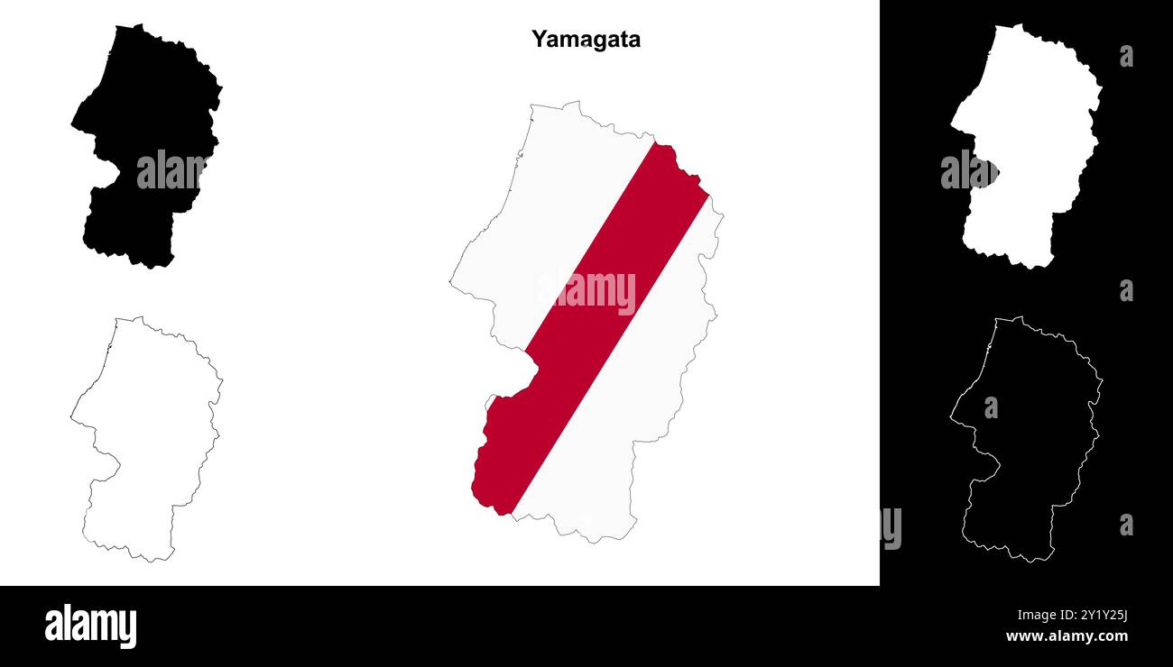 Yamagata prefecture outline map set Stock Vector Image & Art - Alamy