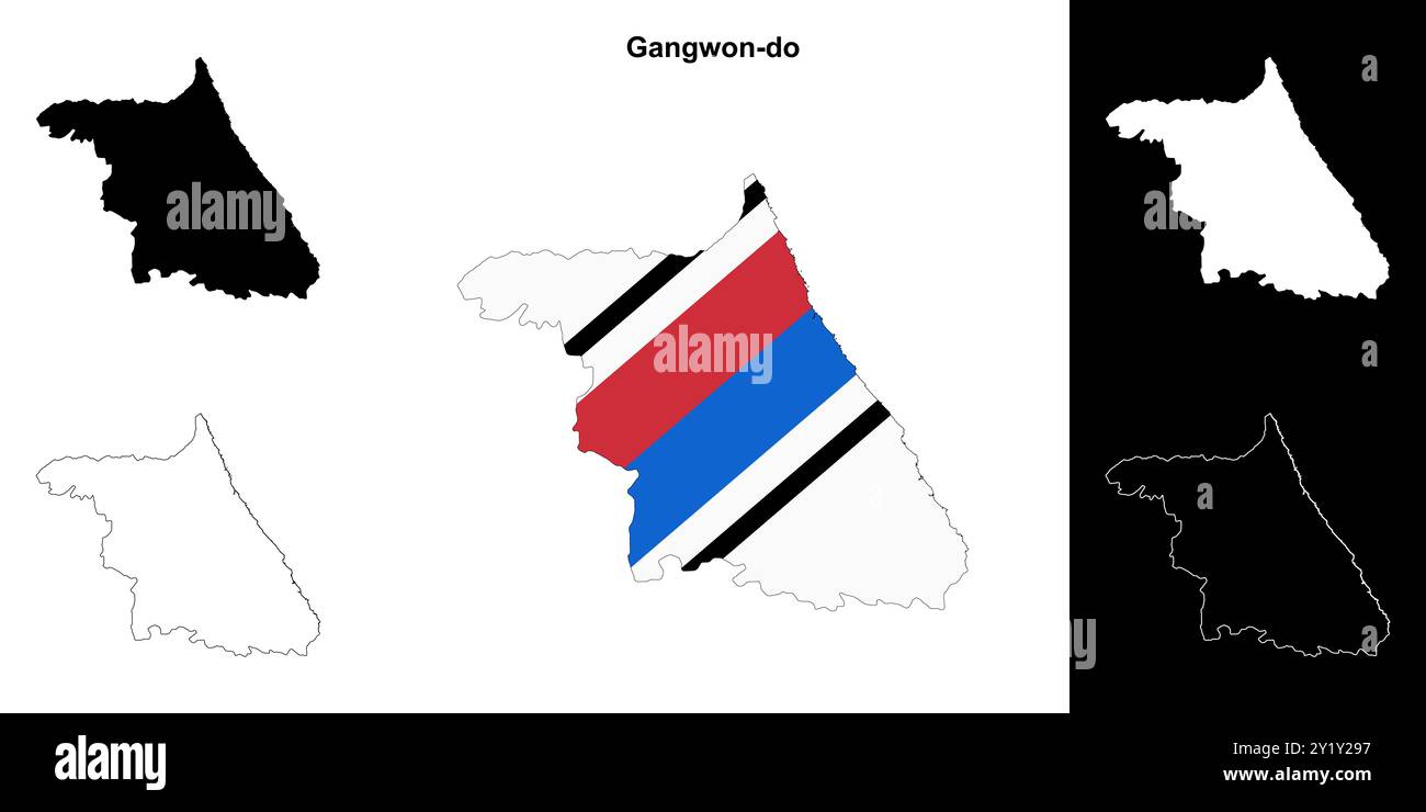 Gangwon-do province outline map set Stock Vector Image & Art - Alamy
