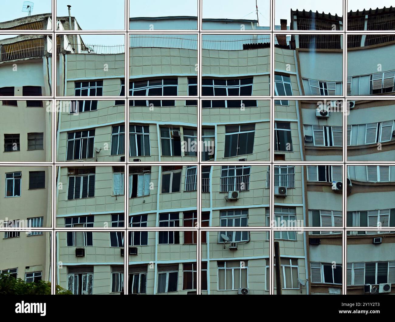 Building reflection on glass facade in the Tijuca neighborhood, Rio de ...