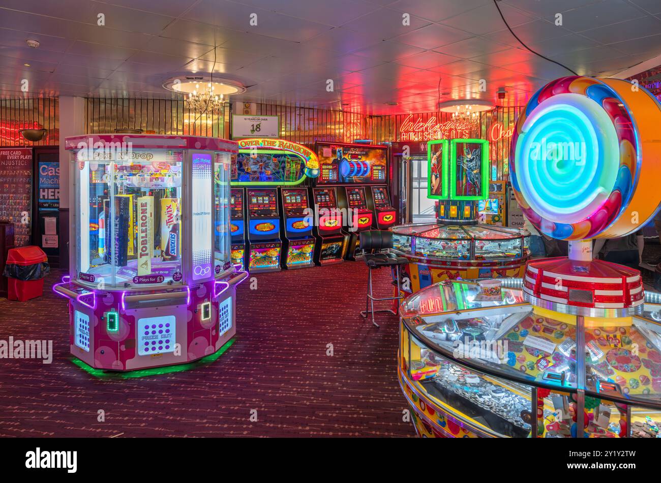 Amusement arcade on Sandown pier, Sandown, Isle of Wight, England, UK ...