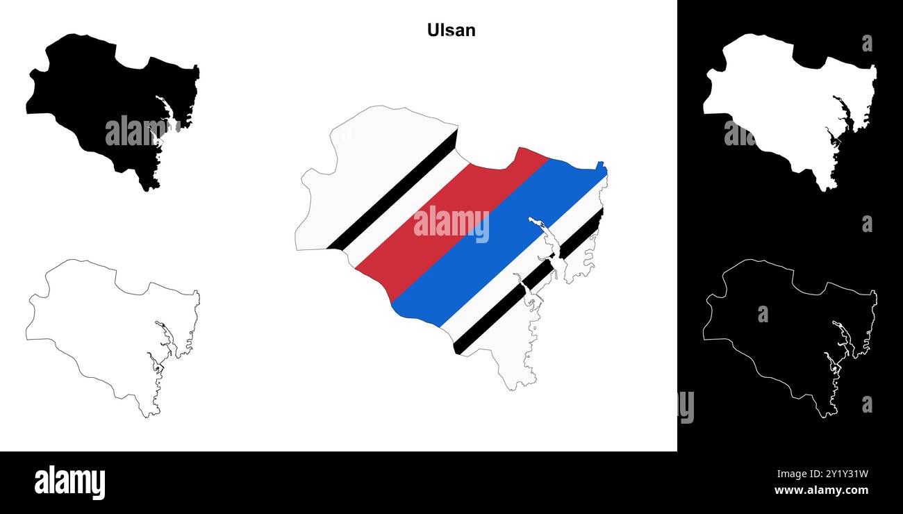 Ulsan province outline map set Stock Vector Image & Art - Alamy