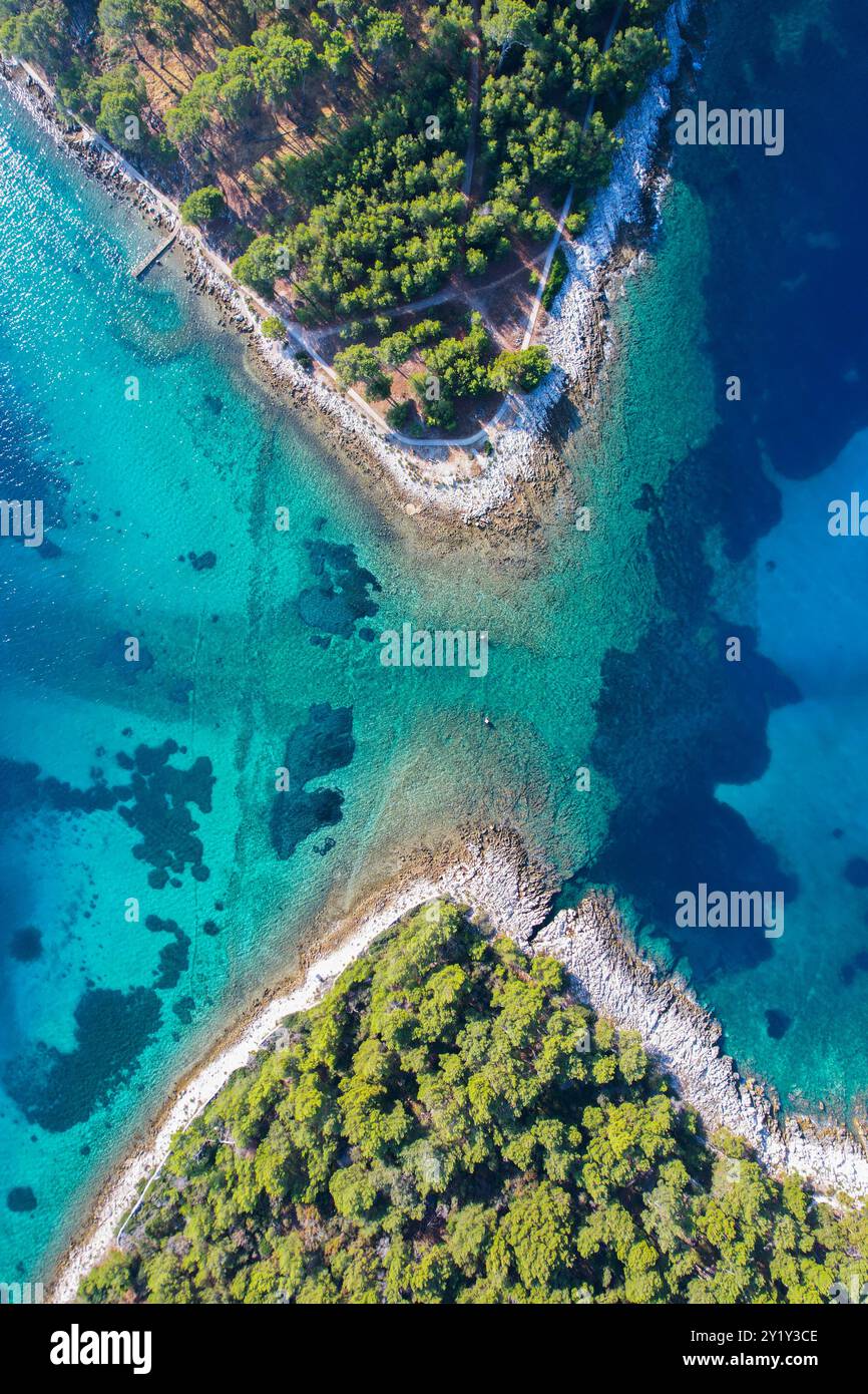 Where two islands meet in Croatia, Adriatic Sea Stock Photo - Alamy