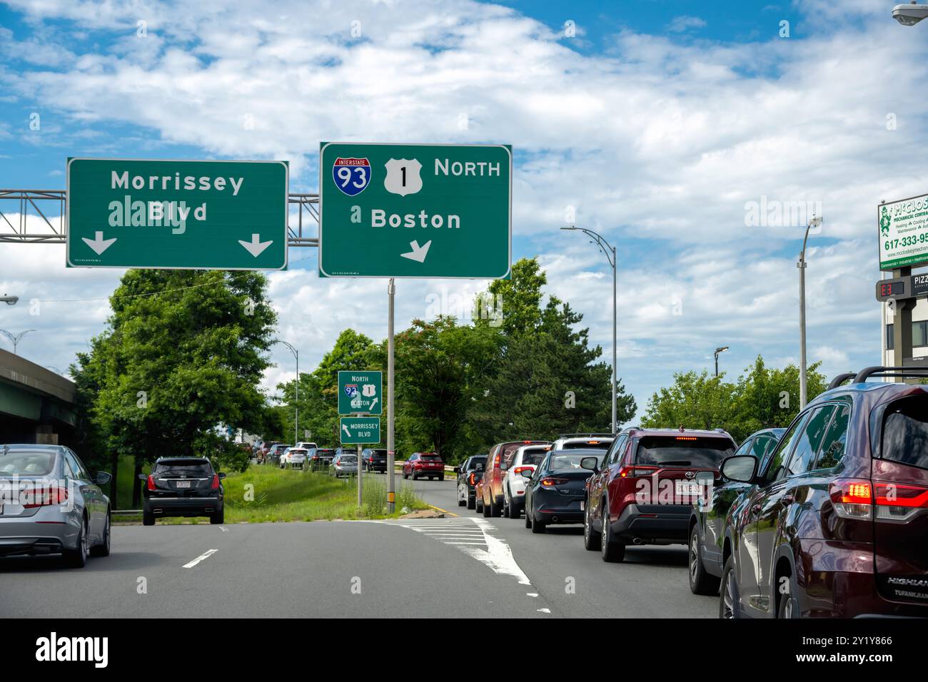 South bound interstate highway 90 through the downtown of Providence ...