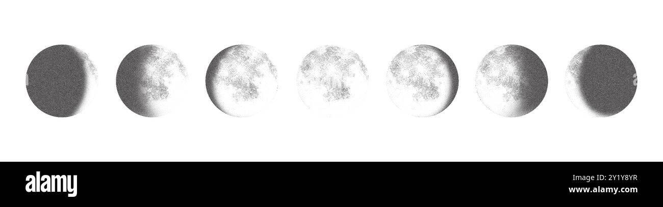 Stippling moon phases vector illustration Stock Vector Image & Art - Alamy