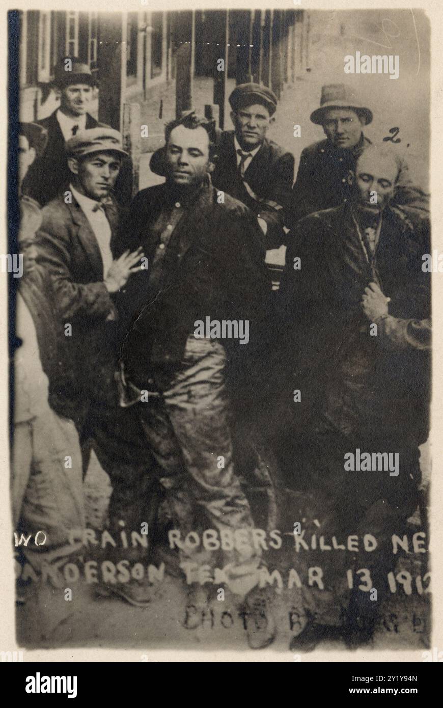 Two train robbers killed near Sanderson - Photograph shows the bodies ...
