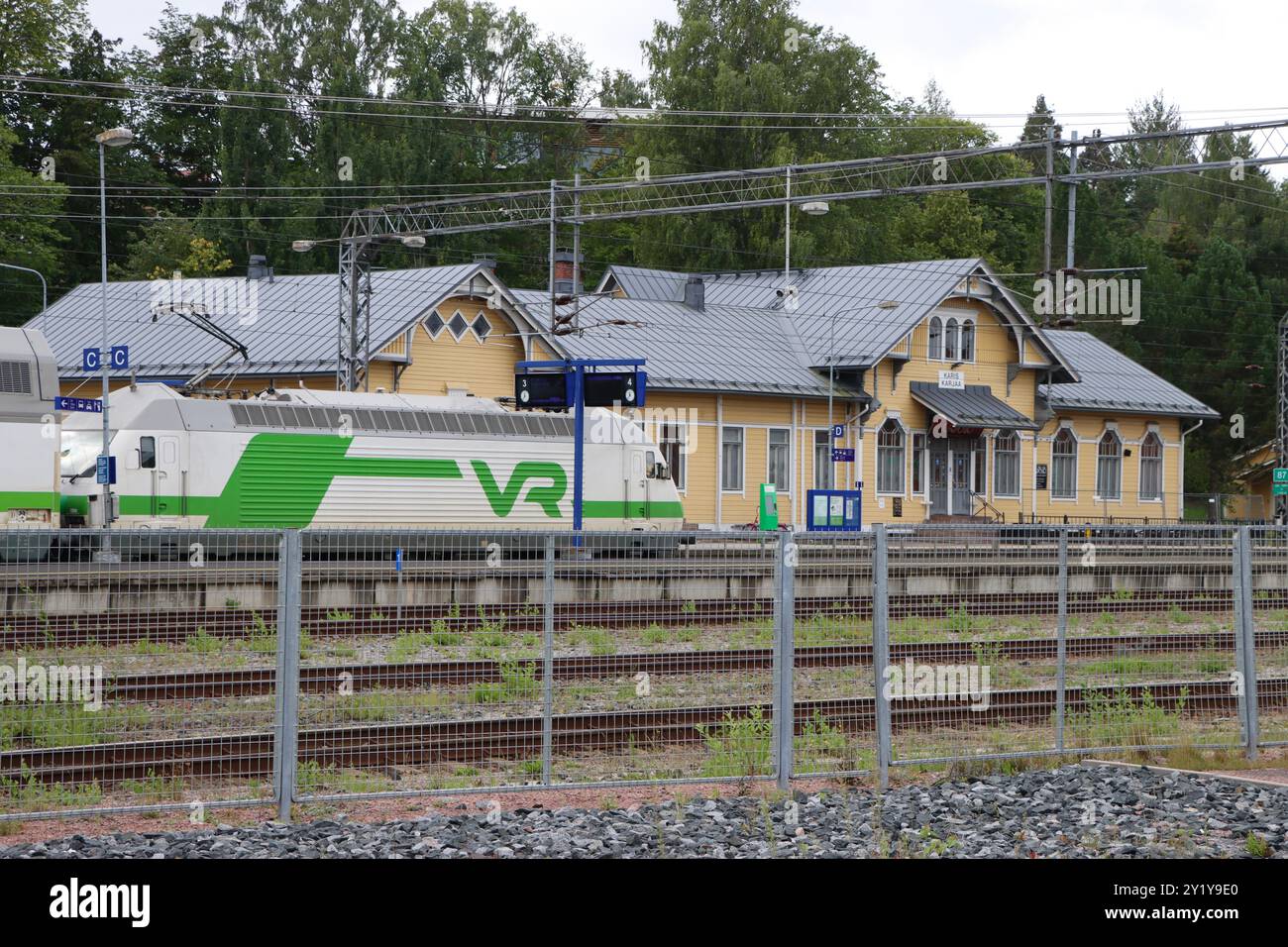 A long-distance train at Karjaa railway station, which is halfway ...
