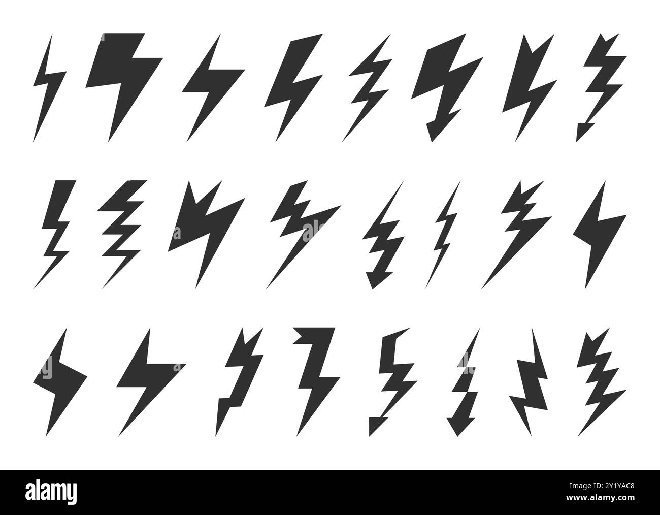 Lightning icons. Thunder bolt, electric flash light, energy or arrow web symbol. Thunderbolt ...