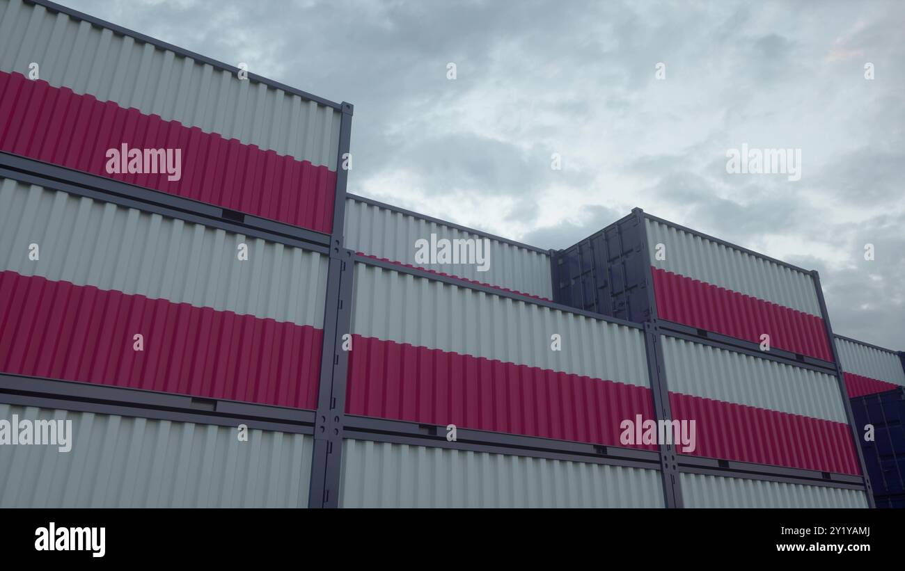 Poland flag containers are located at the container terminal. Poland ...