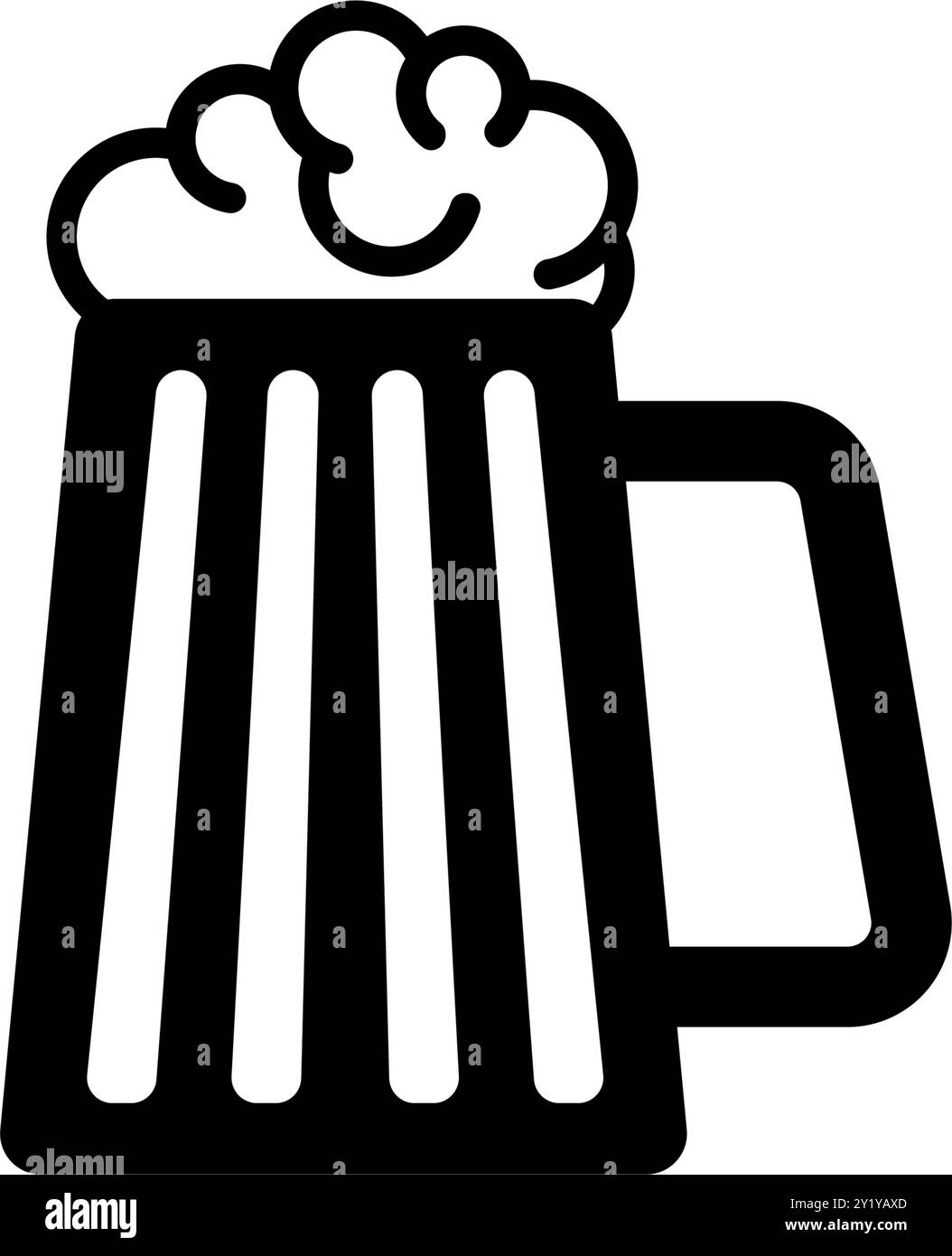 Black and white vector icon depicting a frothy beer mug, perfect for ...