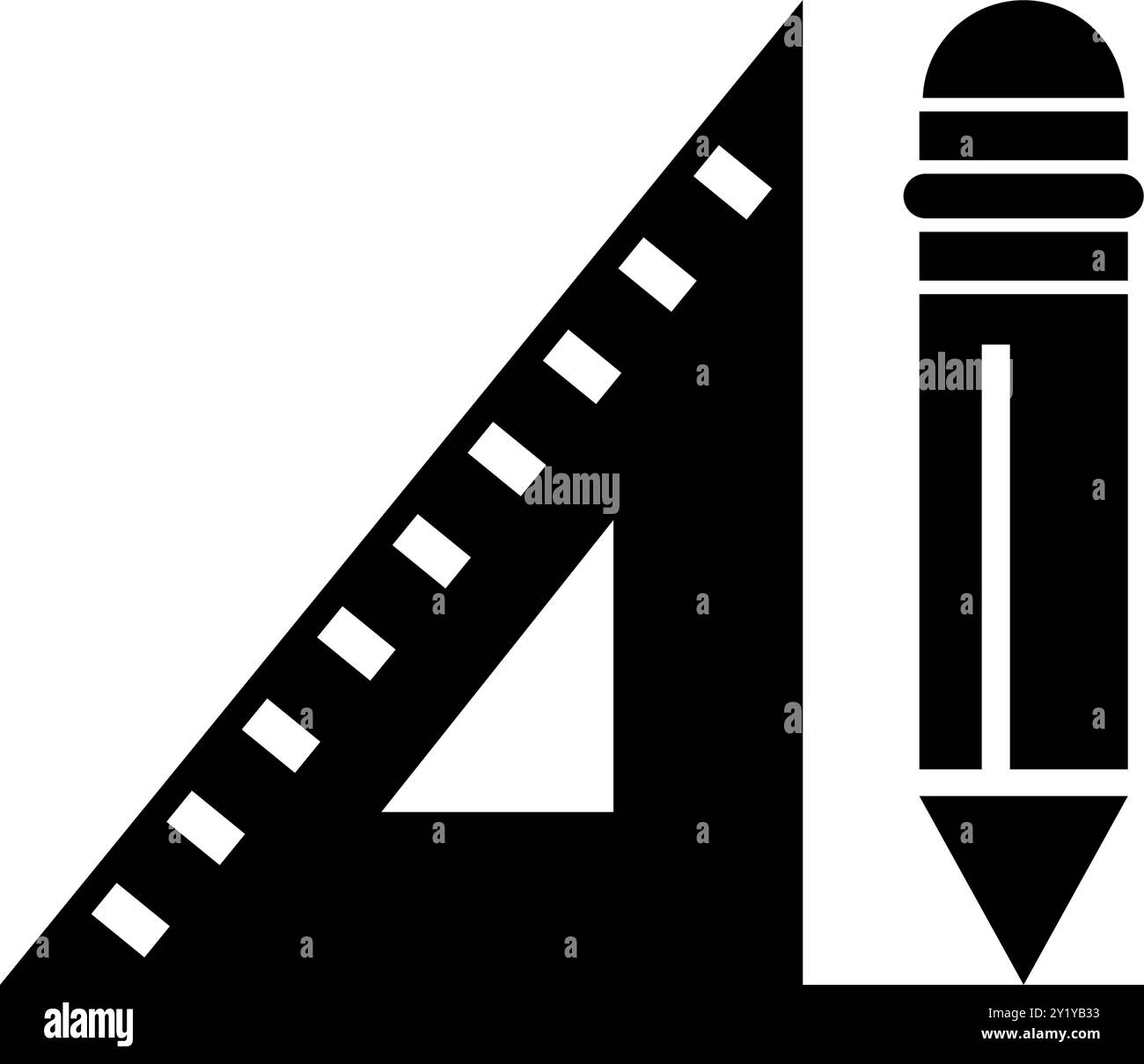 Black vector icon featuring a ruler and pencil, symbolizing design and ...