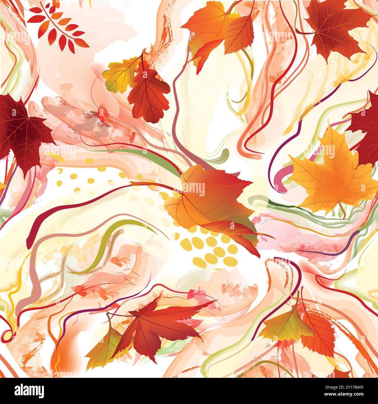 Autumn wavy lines seamless pattern. Autumnal organic texture with ...