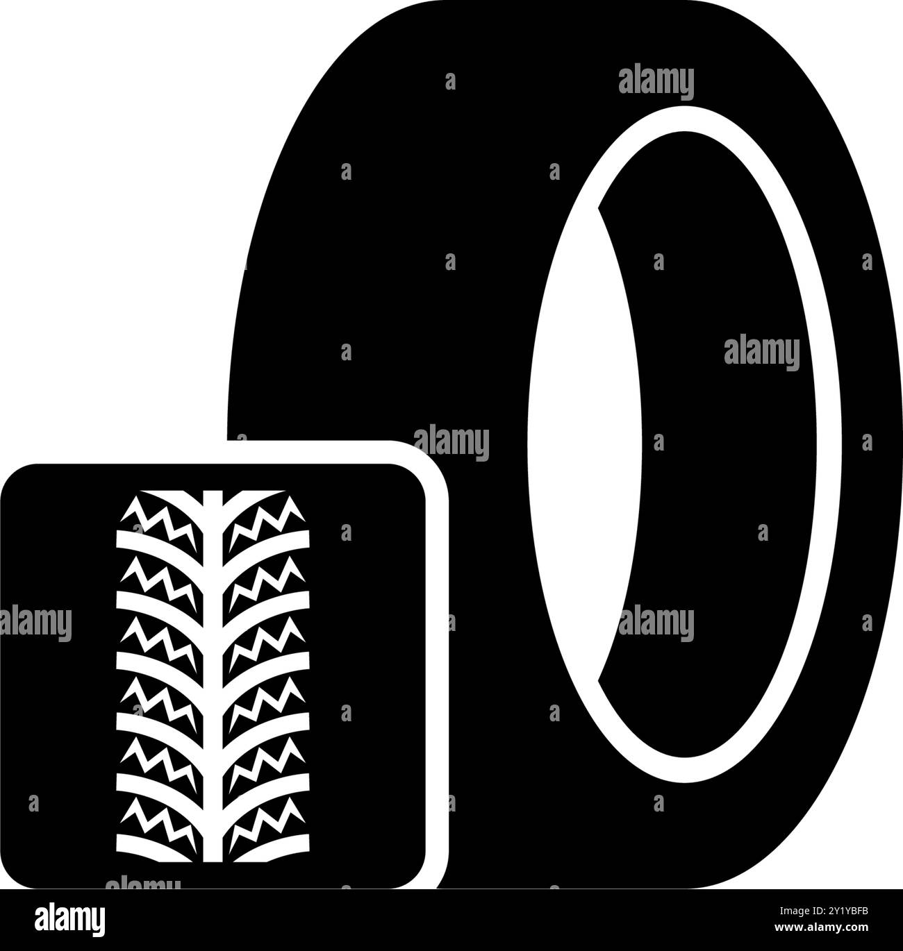 Modern black and white tire tread icon, perfect for automotive services ...