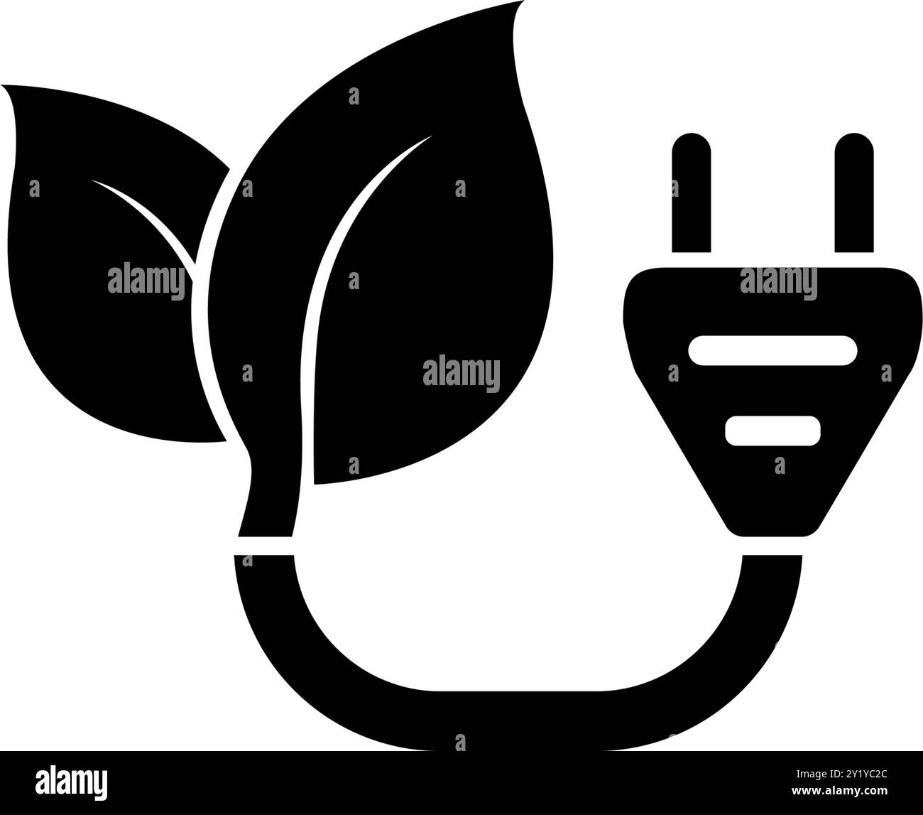 Eco-friendly energy icon featuring a leaf and plug, symbolizing ...