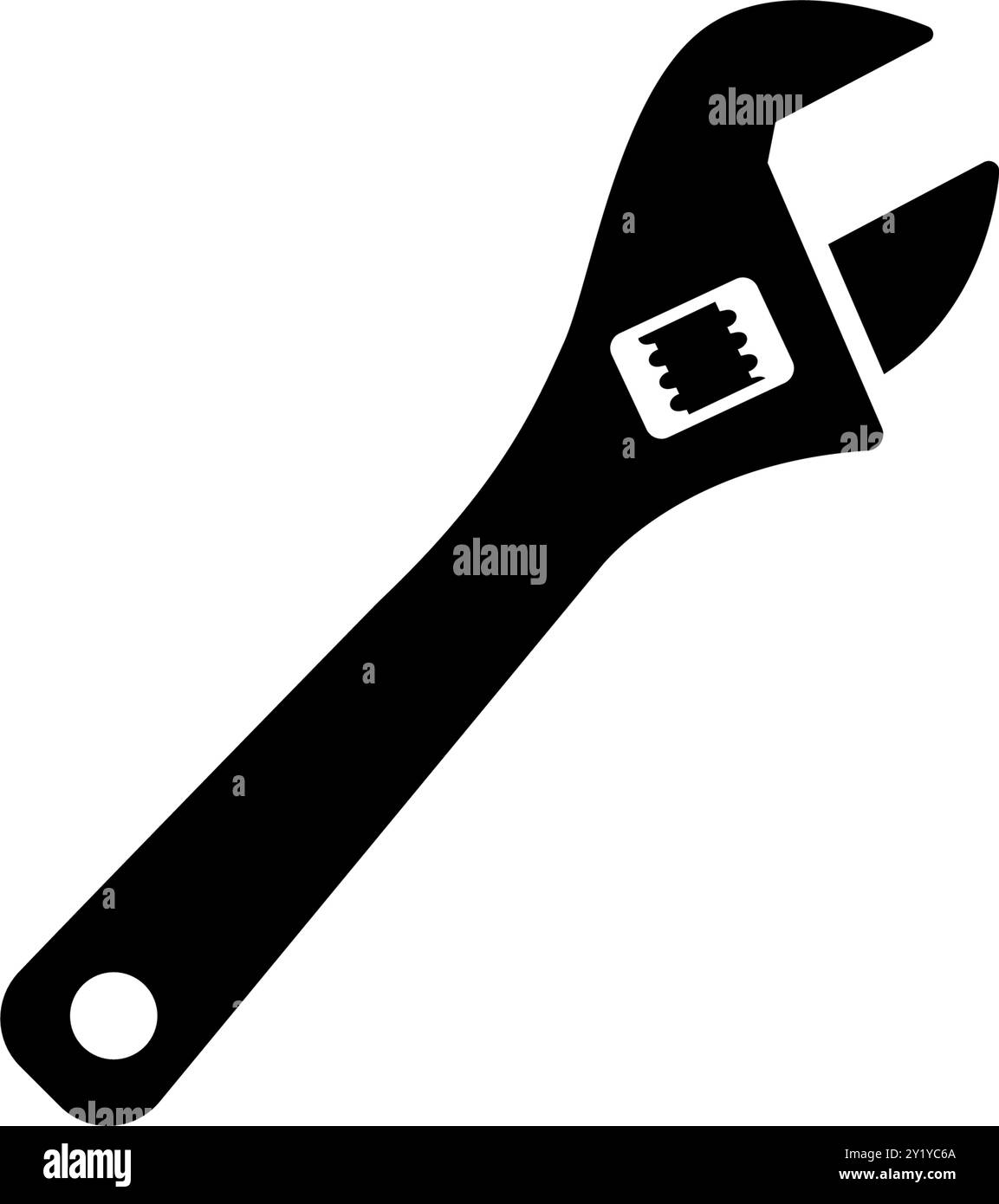 Modern, single-color adjustable wrench icon, perfect for various uses ...
