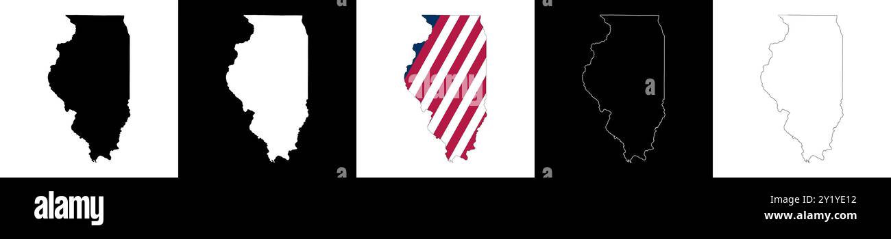 Illinois state outline map set Stock Vector Image & Art - Alamy