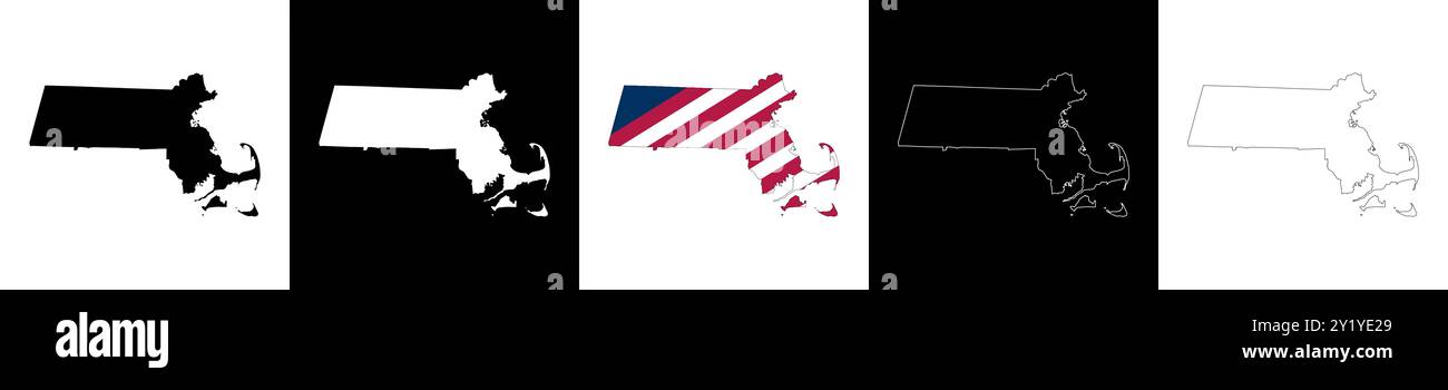 Massachusetts state outline map set Stock Vector Image & Art - Alamy