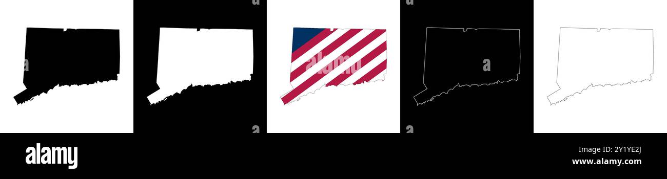 Connecticut state outline map set Stock Vector Image & Art - Alamy