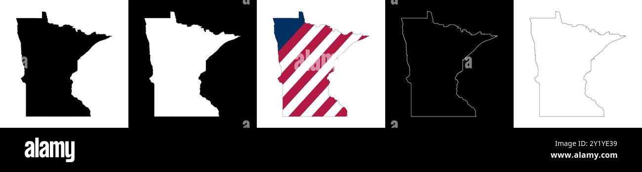 Minnesota state outline map set Stock Vector Image & Art - Alamy