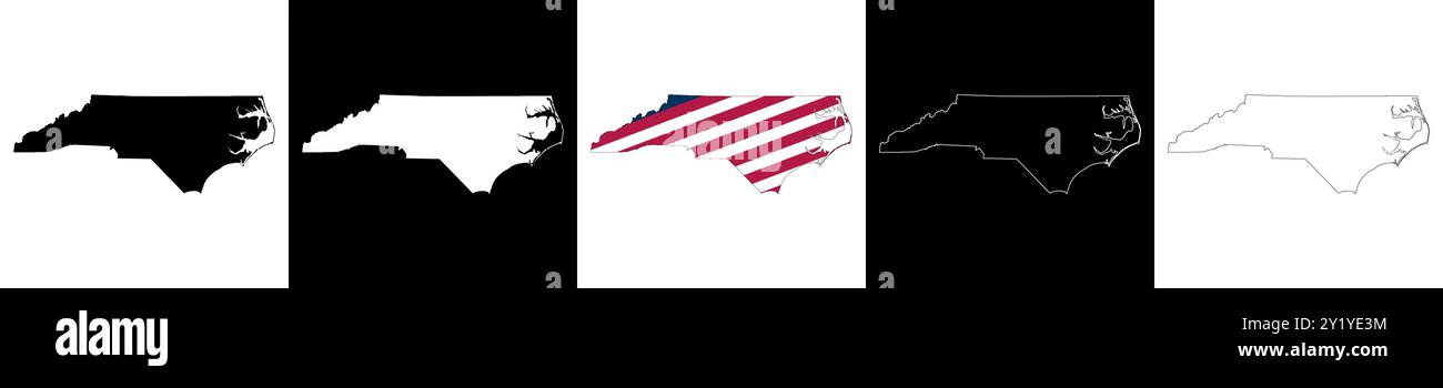 North Carolina state outline map set Stock Vector Image & Art - Alamy