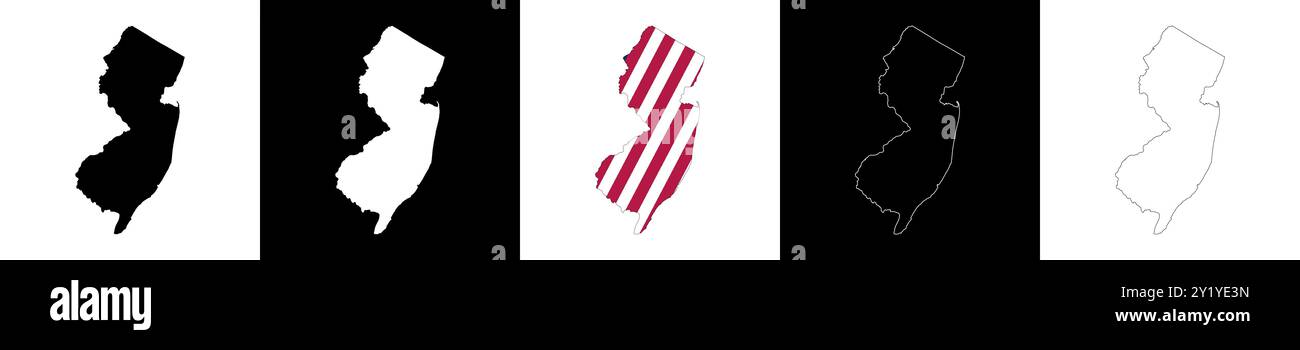 New Jersey state outline map set Stock Vector Image & Art - Alamy