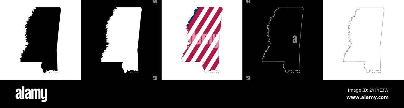 Mississippi state outline map set Stock Vector Image & Art - Alamy