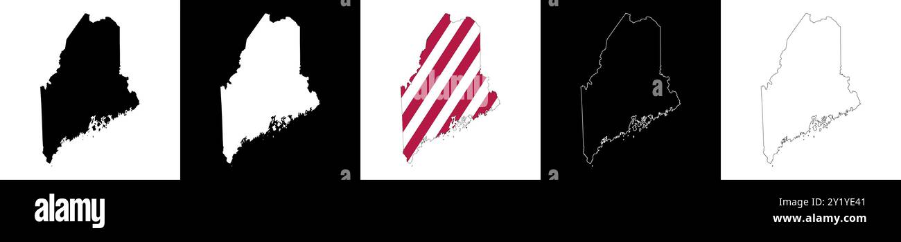 Maine state outline map set Stock Vector Image & Art - Alamy