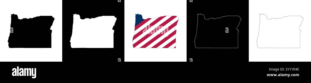 Oregon state outline map set Stock Vector Image & Art - Alamy