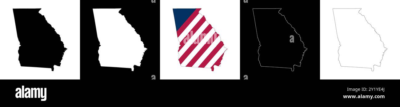 Georgia state outline map set Stock Vector Image & Art - Alamy