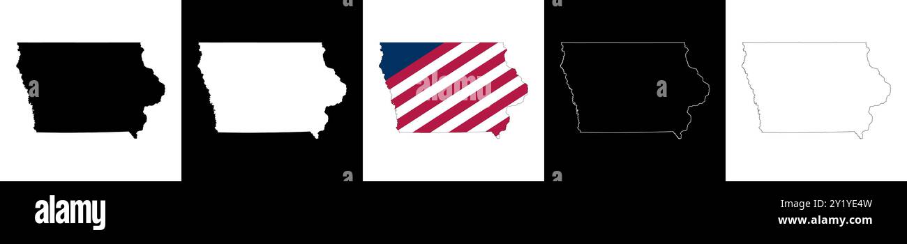 Iowa state outline map set Stock Vector Image & Art - Alamy