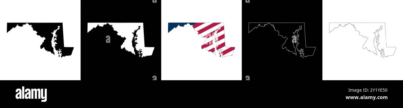 Maryland state outline map set Stock Vector Image & Art - Alamy
