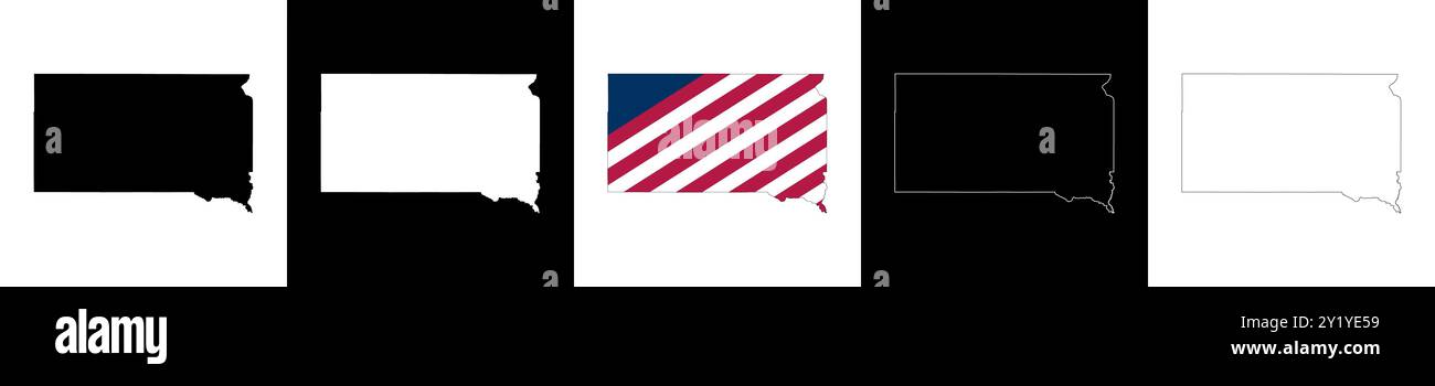 South Dakota state outline map set Stock Vector Image & Art - Alamy