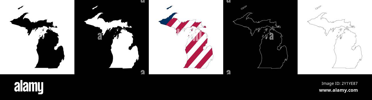 Michigan state outline map set Stock Vector Image & Art - Alamy