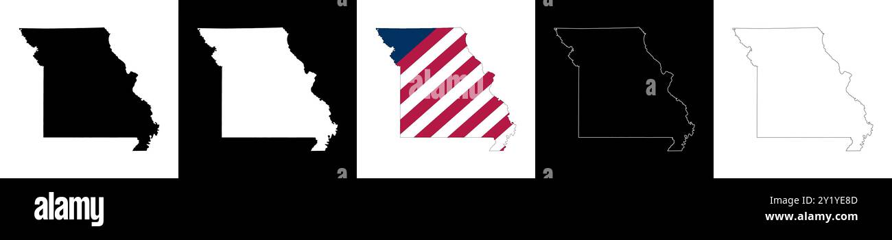 Missouri state outline map set Stock Vector Image & Art - Alamy
