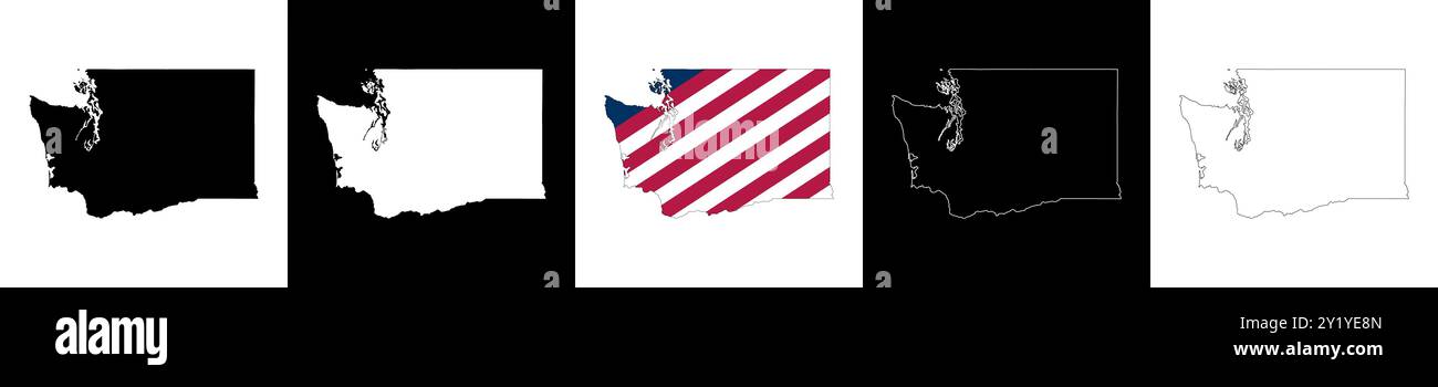 Washington state outline map set Stock Vector Image & Art - Alamy